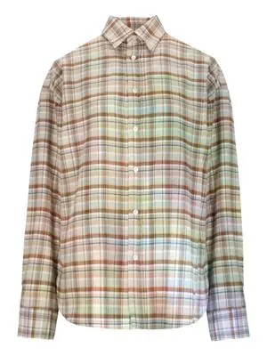 FINAMORE 1925 Oriana Plaid Check Cotton Shirt - Brown