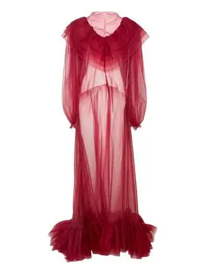 DUNESI Dunes Camilla Ruffled High Neck Blouse - Red
