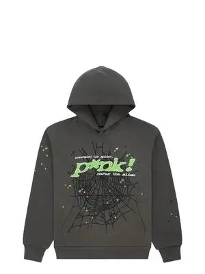 SP5DER Punk V2 Spider-web Hoodie - Grey
