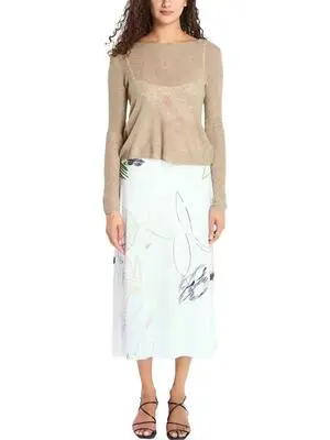 Desigual Floral Print Layered Midi Dress - Neutrals