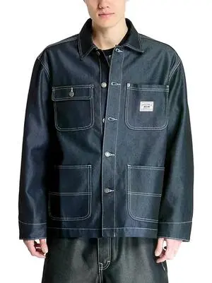 Guess Contrast-stitch Denim Chore Jacket - Blue