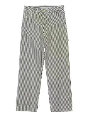 SUGAR CANE JEANS Striped Button Fly Trousers - Blue