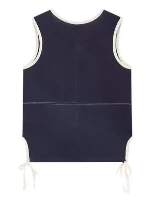 STUDIO TOMBOY Contrast-trim Side-tie Top Blue