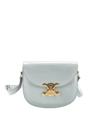 Celine Triomphe Besace Cléa Flap Bag Leather Shoulder Bag - Blue