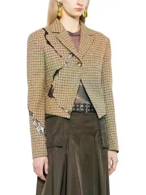 Andersson Bell Plaid Cut-out Blazer - Neutrals