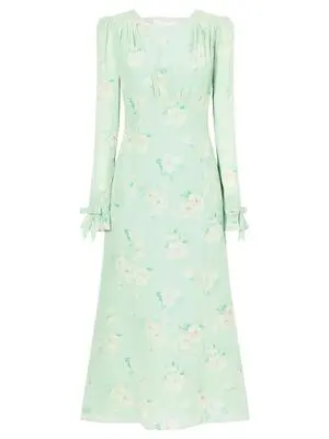 ALESSANDRA RICH Alessandra Rich Floral Silk Crepe De Chine Midi Dress