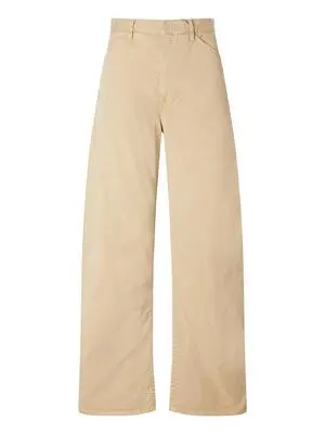 NILI LOTAN Tribeca Brushed Cotton-blend Twill Barrel-leg Pants - Neutrals