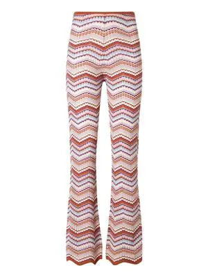Rixo Boni Crocheted Cotton Chevron Stripe Trousers - Multi