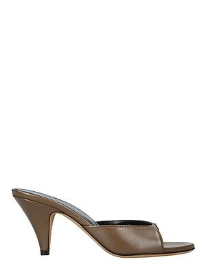 JUDE Haze Leather Heeled Mules - Brown