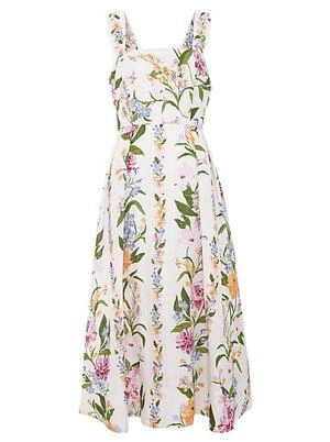 PHASE EIGHT Lucia Floral-print Linen-blend Midi Dress - Multi