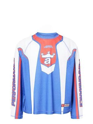 AWAKE NY Racer Long-sleeve Mesh Jersey Top - Blue Multi