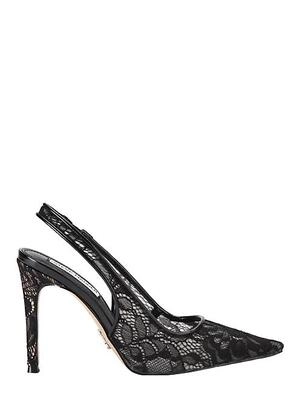Steve Madden Reyes Lace Heeled Slingback Courts - Black