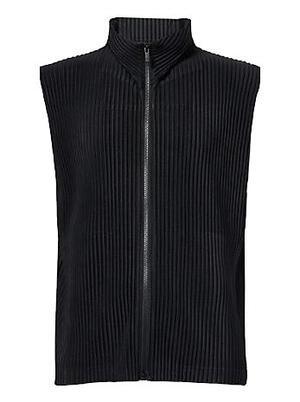 Issey Miyake Homme Plissé Zip Up Vest - Black
