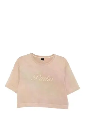 Pinko Embroidered Logo T-shirt - Neutrals