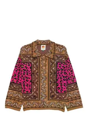 FARM RIO FARM Rio Paisley Leopard-Print Polo Top