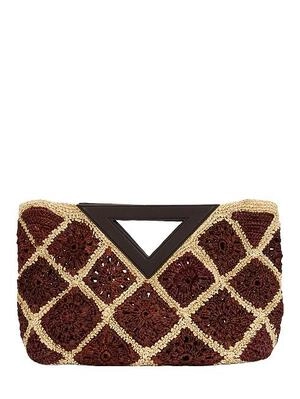 Veronica Beard Crochet Raffia Vesper Bag - Brown