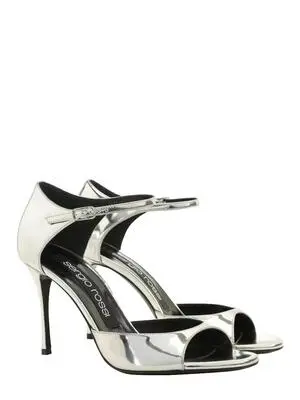 SERGIO ROSSI Godiva Stiletto Sandals With Ankle Strap - Silver