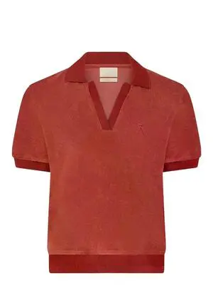 AMAN Terry V-neck Sweater - Red