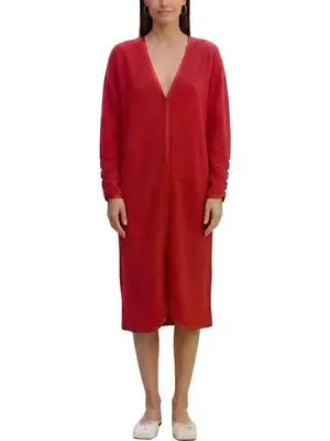 Saint Laurent V-neck Midi Dress - Red