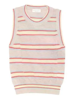 ROBERTO COLLINA Striped Sleeveless Tank Top - Neutrals