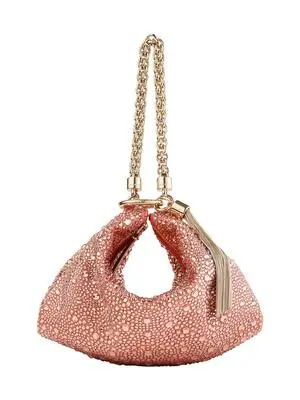 JIMMY CHOO Callie Satin Embellished Clutch Bag With Chain Strap - Pink