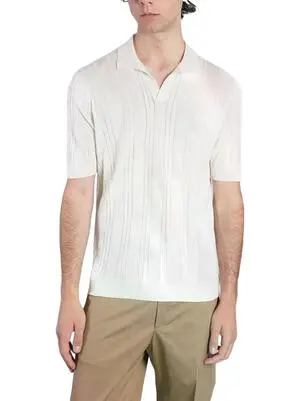 Tagliatore Ribbed-knit Short-sleeve Polo Shirt - Neutrals