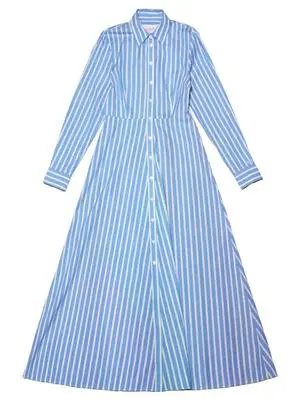 MC2 SAINT BARTH Striped Long-sleeve Maxi Dress - Blue