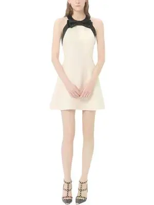 Valentino Garavani Crepe Couture Short Dress With Bow Detail - Neutrals