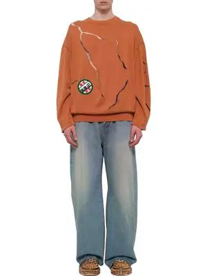 DOUBLET Cracked Egg Design Knit Sweater - Orange