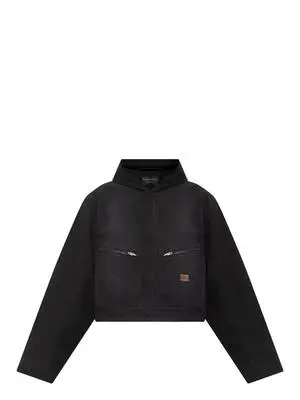 Balenciaga Cropped Hooded Jacket - Black