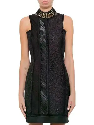 LANVIN Crystal-embellished Frayed Mini Dress - Black