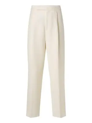 Zegna Wool And Linen Wide-leg Trousers - White