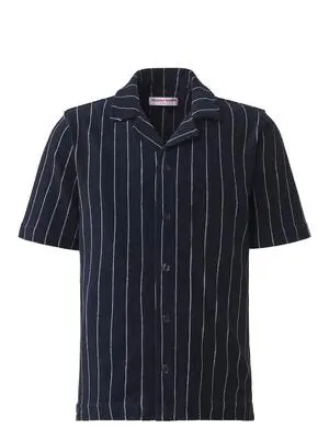 Orlebar Brown Hawkin Striped Cotton Terry Shirt - Blue