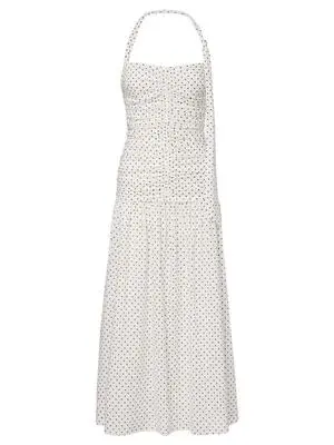 Posse Edie Polka-dot Halterneck Midi Dress - White