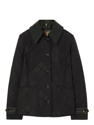 Burberry Quilted Nylon Fernleigh Jacket With Detachable Leather Collar - Black