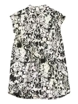 JNBY Sleeveless Floral Print Blouse With Button Fastening - Black