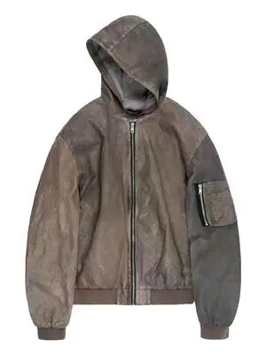 ALEXANDER DIGENOVA Hooded Leather Bomber Jacket - Brown