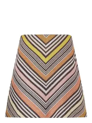 Missoni Striped Metallic Crochet-knit Mini Skirt - Orange
