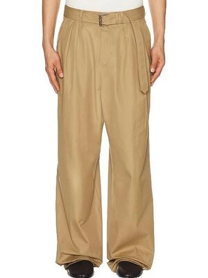 Dries Van Noten Wide-leg Belted Cotton Trousers - Camel