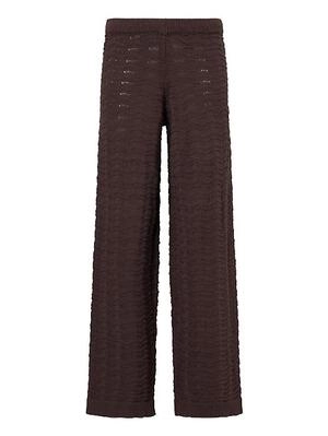 THE COUTURE CLUB Crochet Cotton Knit Trousers - Brown