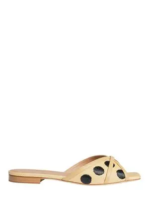 MALONE SOULIERS Raffia-leather Perla Flat Mules - Silver