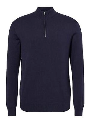 ARNE Funnel-neck Long-sleeve Knitted Cardigan - Navy
