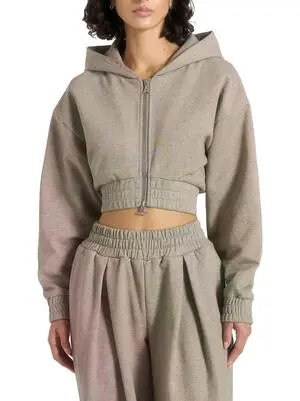 Manière De Voir Cropped Zip Hoodie - Neutrals
