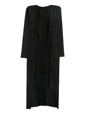 Issey Miyake Pleated Long-sleeve Coat - Black