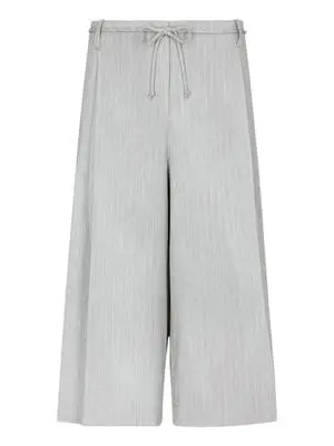 GAELLE PARIS Pinstripe-pattern Drawstring-waist Shorts - Grey