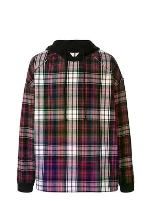 JUUN.J Checked Drawstring Hooded Sweatshirt - Multicolour