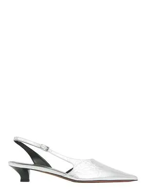 MANSUR GAVRIEL Anna Metallic-effect Leather Heeled Pumps - Silver