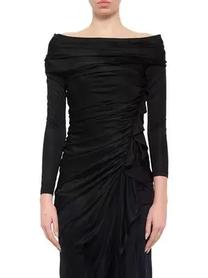 Givenchy Gathered Cascading Gown - Black