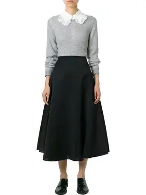 LANVIN Midi Skirt With Pleated Details - Black