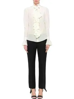 Alexander McQueen Poplin Ruffle Shirt - Neutrals